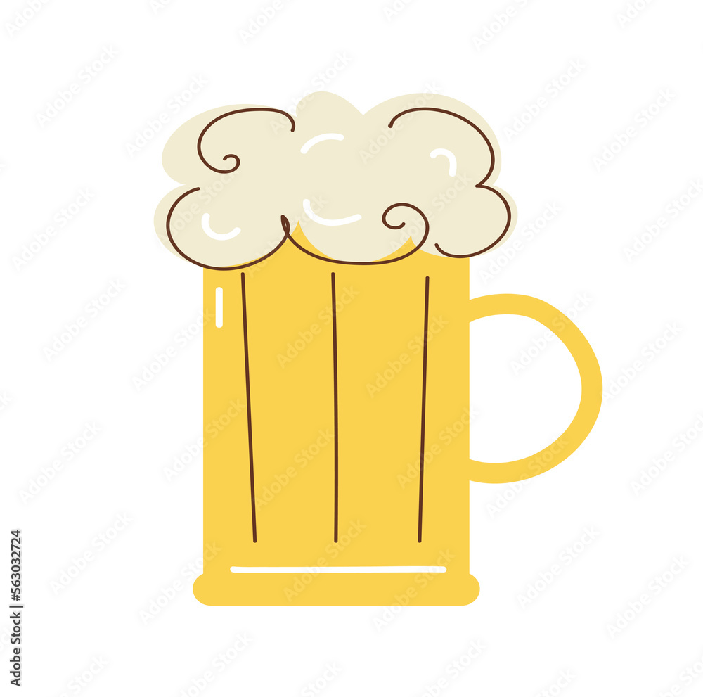 Beer mug on white background.Vector doodle cartoon illustration. Stock ...