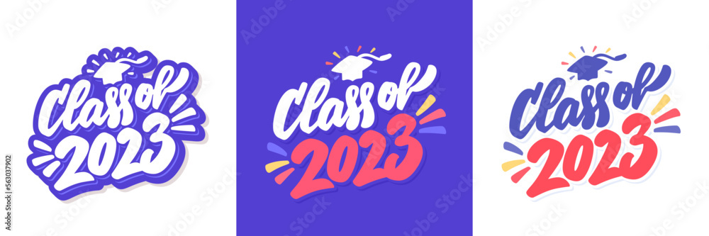 Class of 2023. Vector handwritten letterings. Stock Vector | Adobe Stock