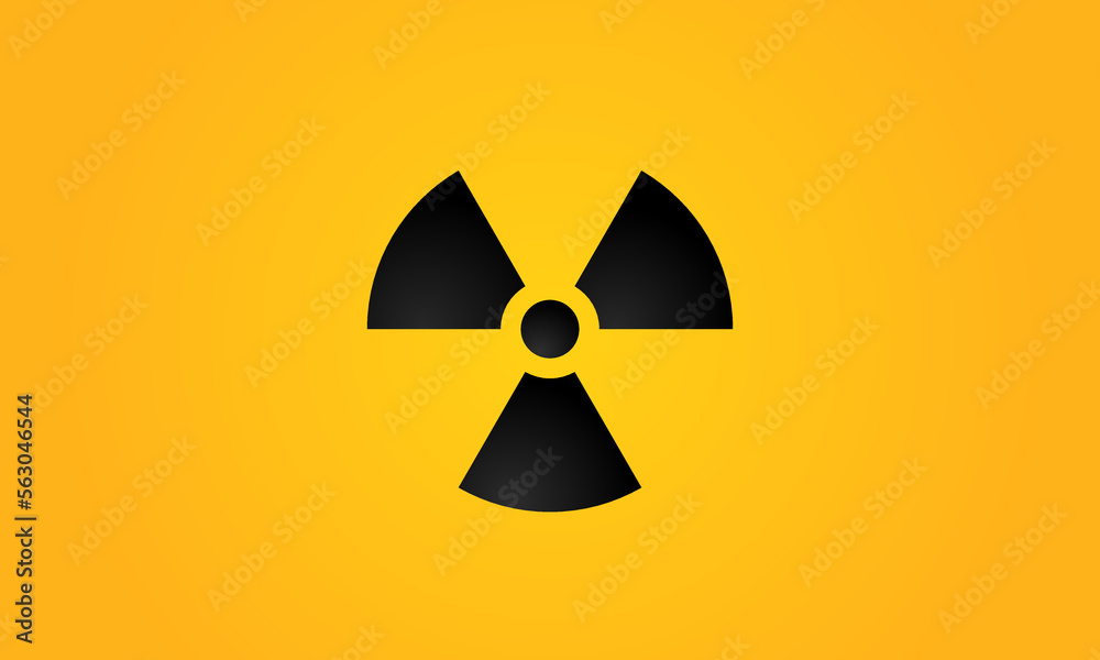 เวกเตอร์ Stock Vector black nuclear radiation sign on yellow banner ...