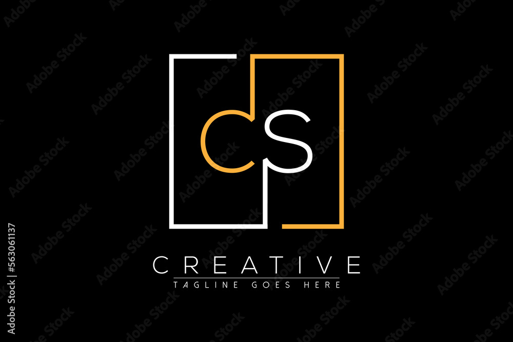 Initial letter cs, sc, s, c elegant and luxury Initial with Rectangular ...