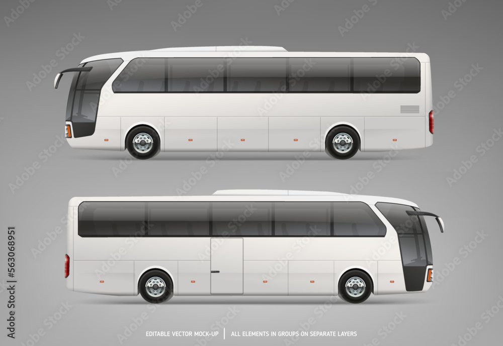 Realistic vector Coach Bus for your mock-up design. Travel Bus for ...