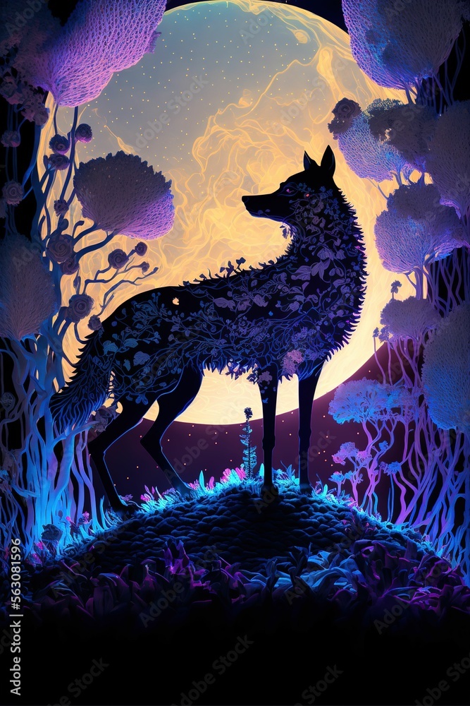 Werewolf howling to the moon paper cut craft ,made with Generative AI ...