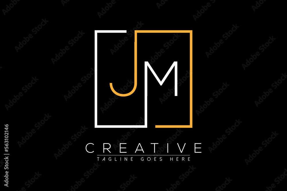 Initial letter jm, mj, m, j elegant and luxury Initial with Rectangular frame minimal monogram ...