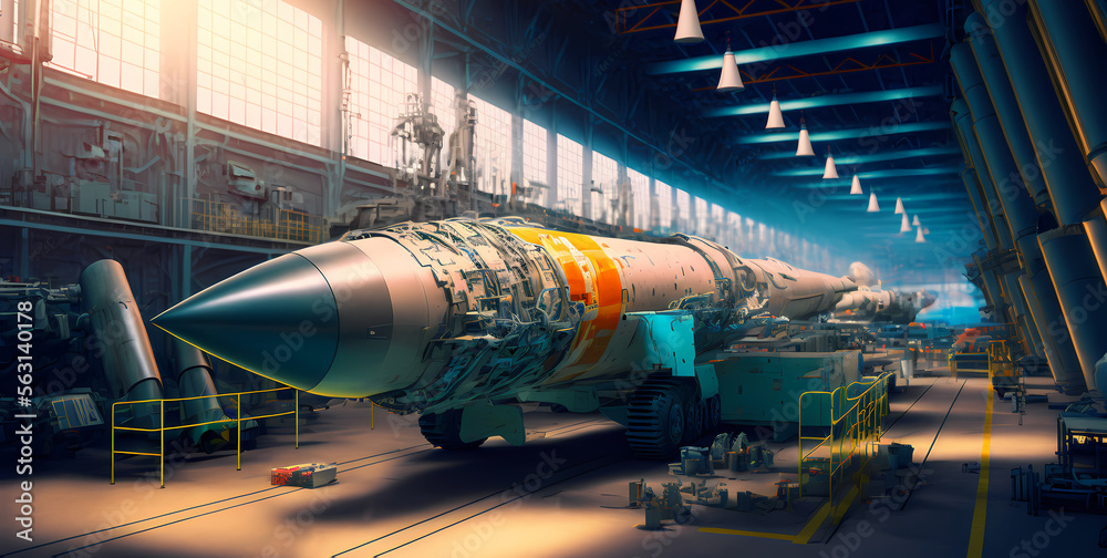 Industry weapon army factory for tomic ballistic missile bomb. Nuclear ...
