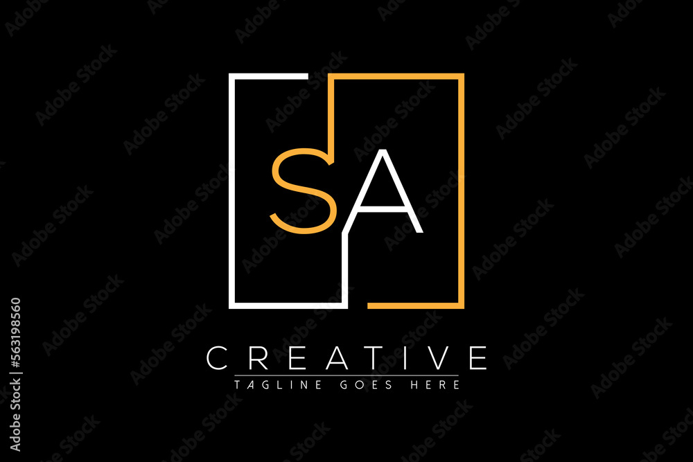 Initial letter sa, as, s, a elegant and luxury Initial with Rectangular ...