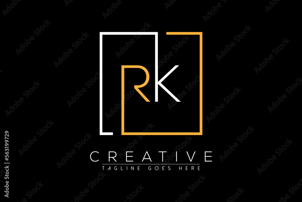 Initial letter rk, kr, r, k elegant and luxury Initial with Rectangular ...