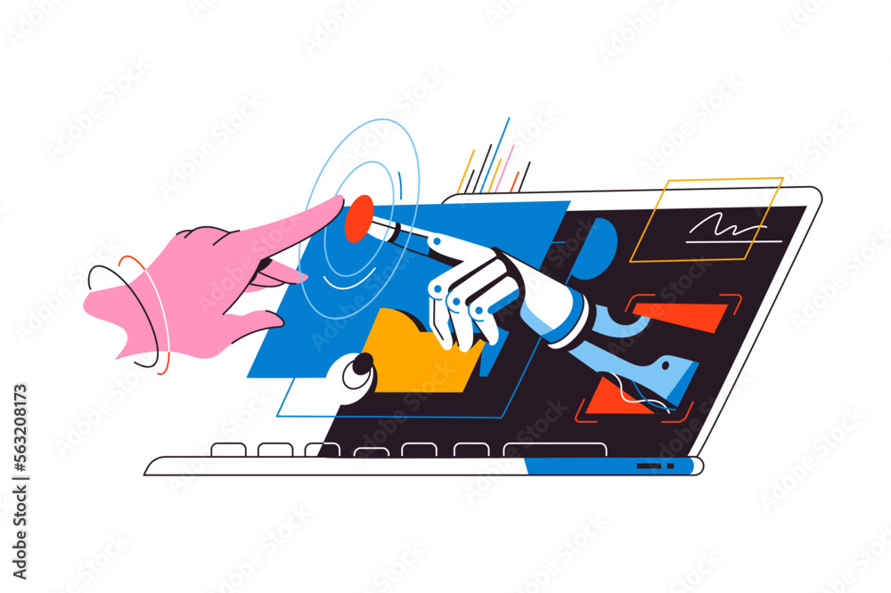 Person using artificial intelligence technology Stock Vector | Adobe Stock