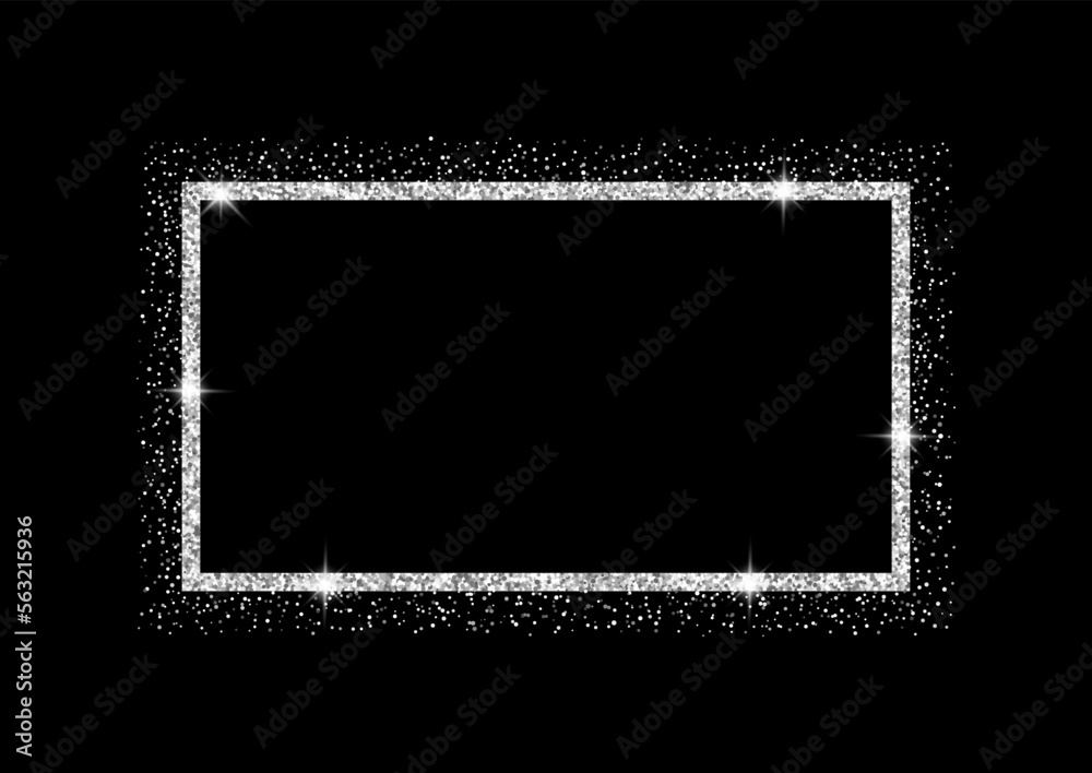 rectangle silver glitter frame isolated on transparent background ...