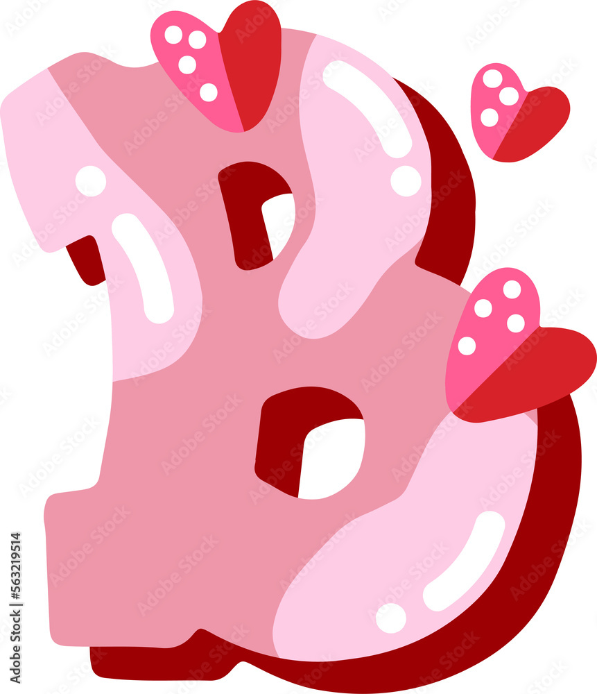 Candy pink glossy font design. Pastel pink and paper heart decor ...