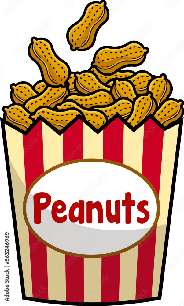 Cartoon Bag Of Peanuts. Vector Hand Drawn Illustration Isolated On ...