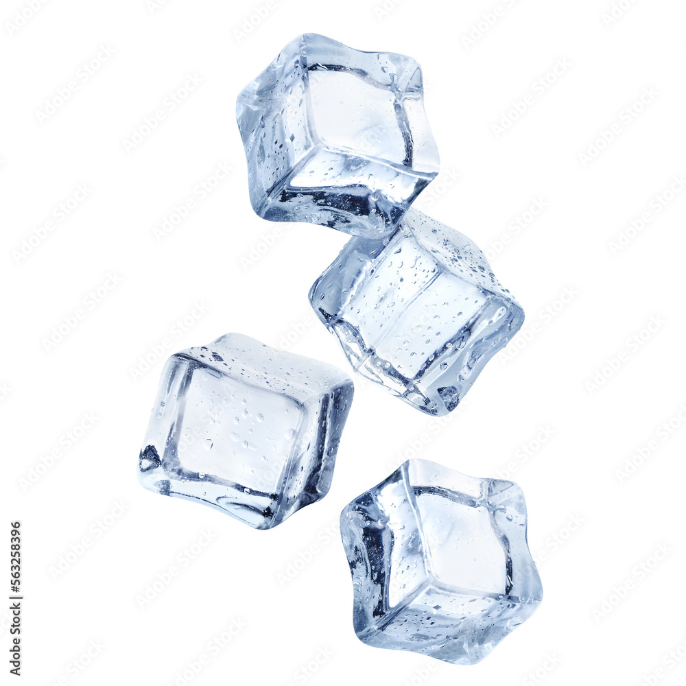 Four flying ice cubes cut out Stock Photo | Adobe Stock