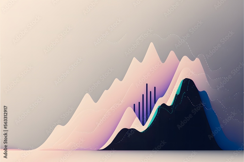 3D contour chart troughs and crests, purple shade. Charts. Graphs ...
