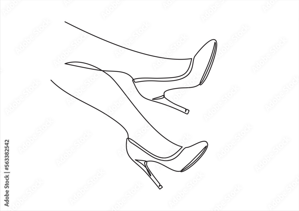 continuous one line drawing of women legs in high heels Stock Vector ...