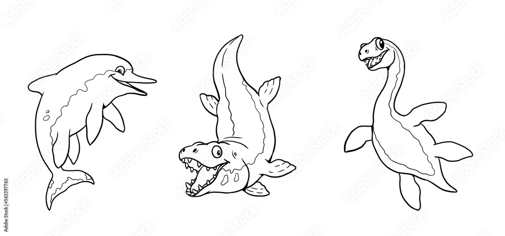 Cute dinosaur for coloring. Template for a coloring book with funny ...