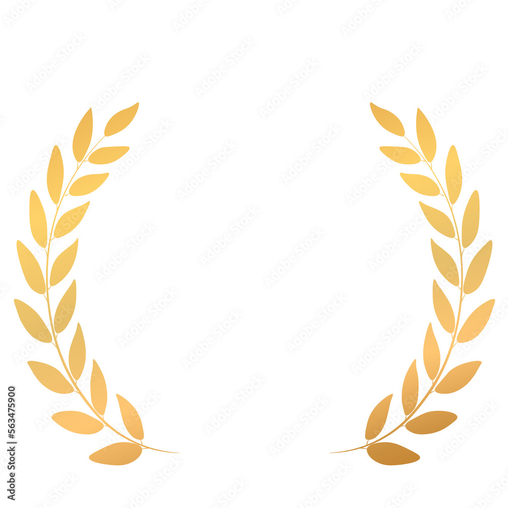 Gold Wreath leaves ornament on PNG transparent background, Vector ...