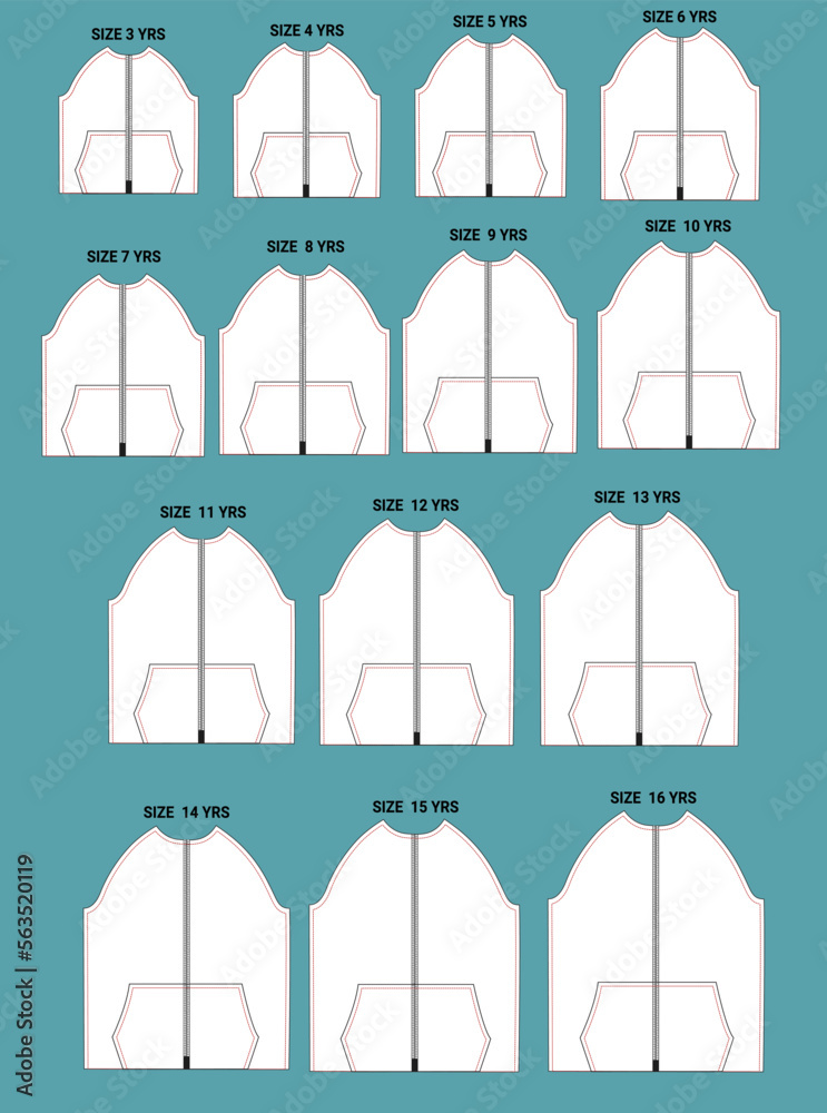 Apparel sewing pattern with cut and sew measurement details vector ...