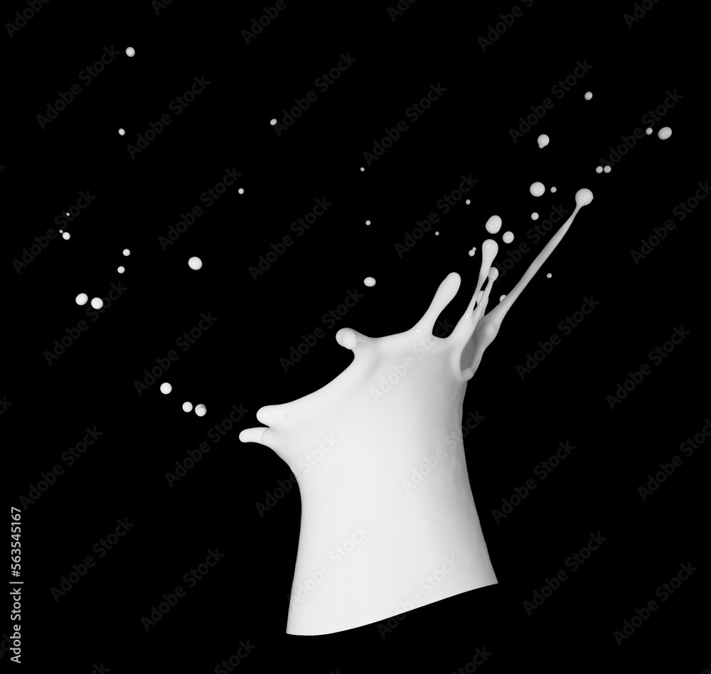 Pure milk splash isolated on black background. Royalty high-quality ...