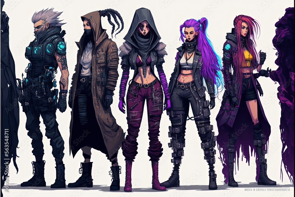 Concept art cyberpunk characters. Avatar character illustratinons ...
