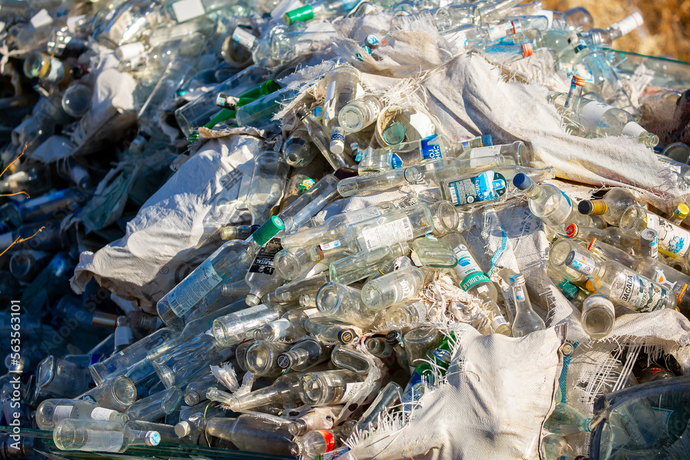 Garbage dump. A large pile of various garbage lying on the ground ...
