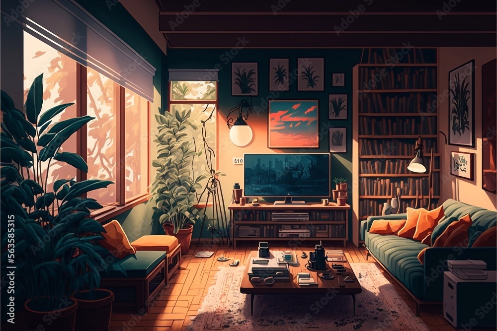 Lofi living room, beautiful chill, atmospheric wallpaper. background ...