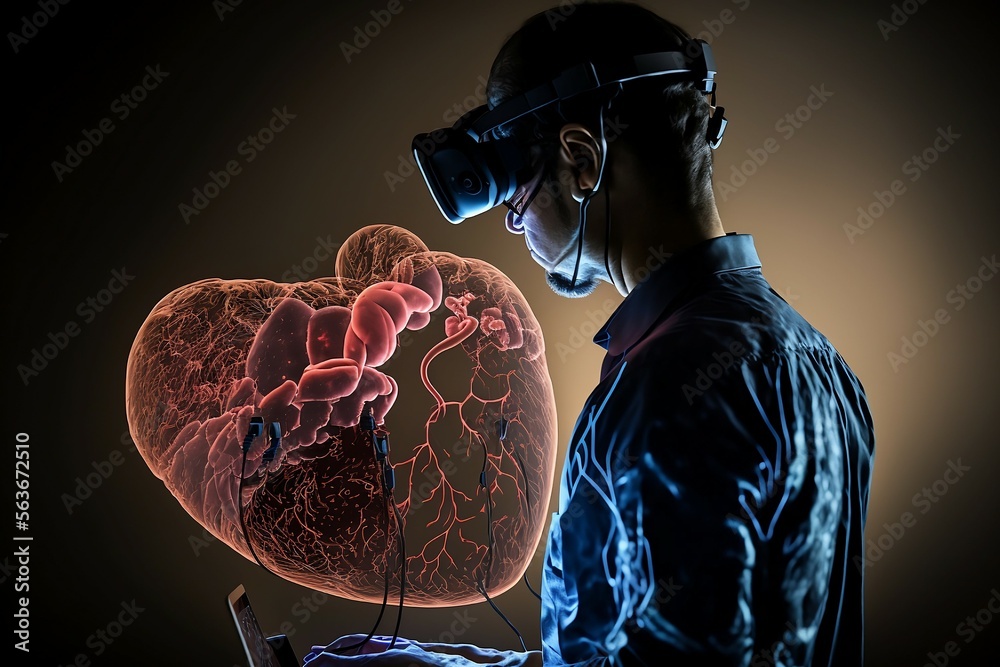 Illustration Stock A cardiologist expertly examines the intricate inner ...