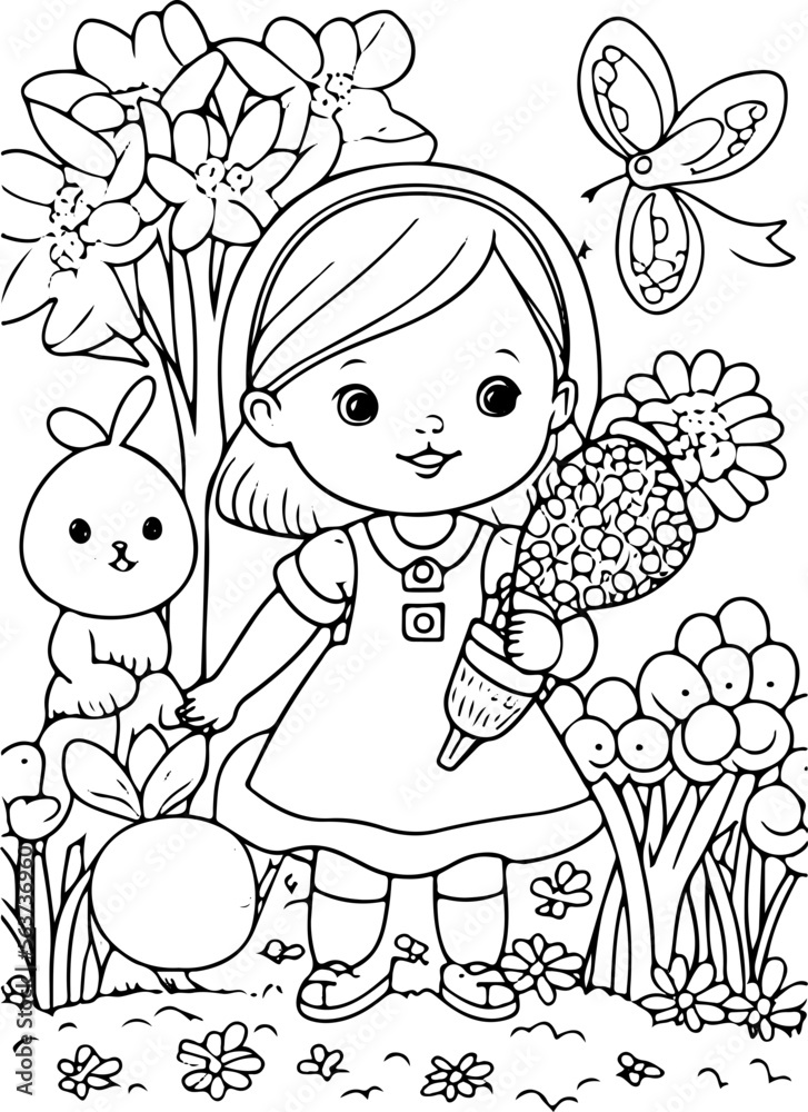children, coloring, page, easter, earth, climate, change, flowers ...