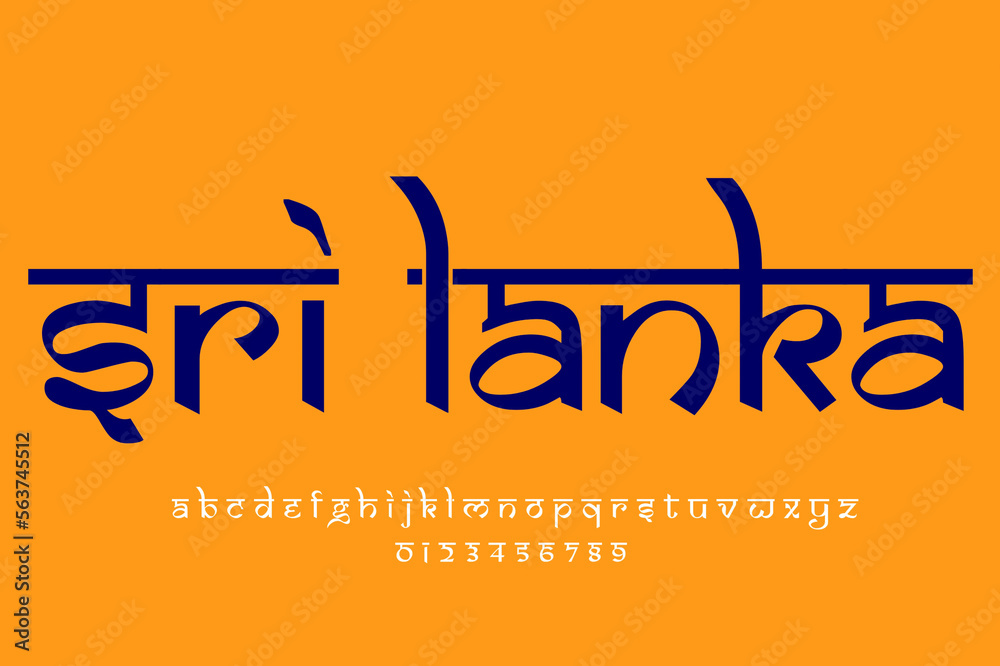 country Sri Lanka text design. Indian style Latin font design ...