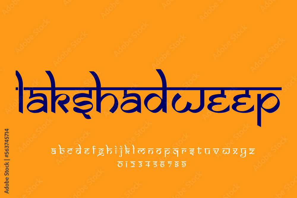 Indian state Lakshadweep text design. Indian style Latin font design ...