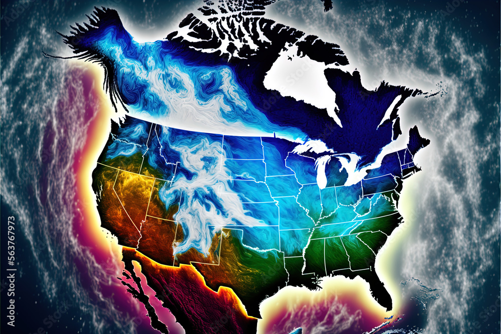 United States Map Color Mixture - Energy Map Illustration - Green, Red ...