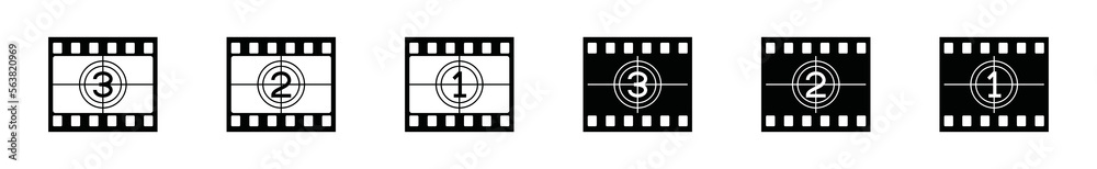 Cinema countdown icons set. Movie and video countdown icon symbol in ...