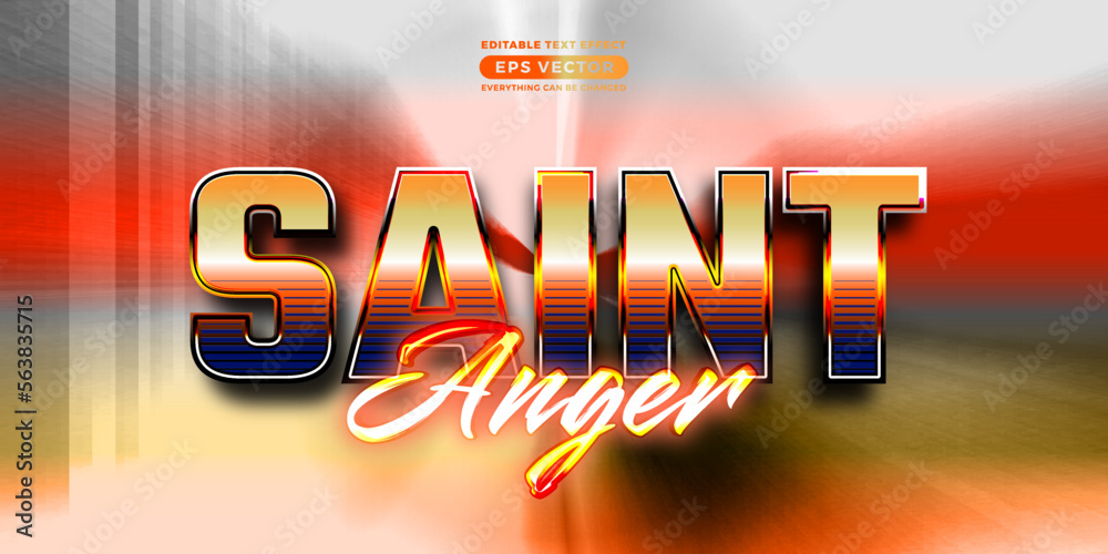 Saint anger editable text style effect in retro look design with ...
