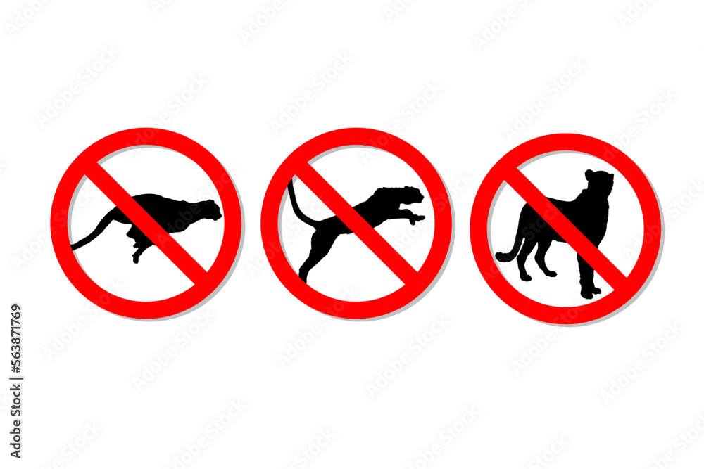 Warning sign no cheetah vector design Stock Vector | Adobe Stock