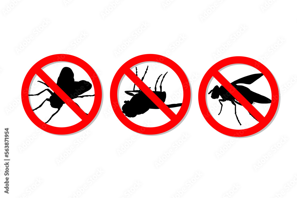 Warning sign no insect fly vector design Stock Vector | Adobe Stock