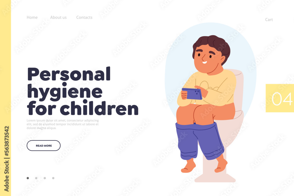 Kid boy sitting on toilet pooping in restroom or bathroom. Small ...