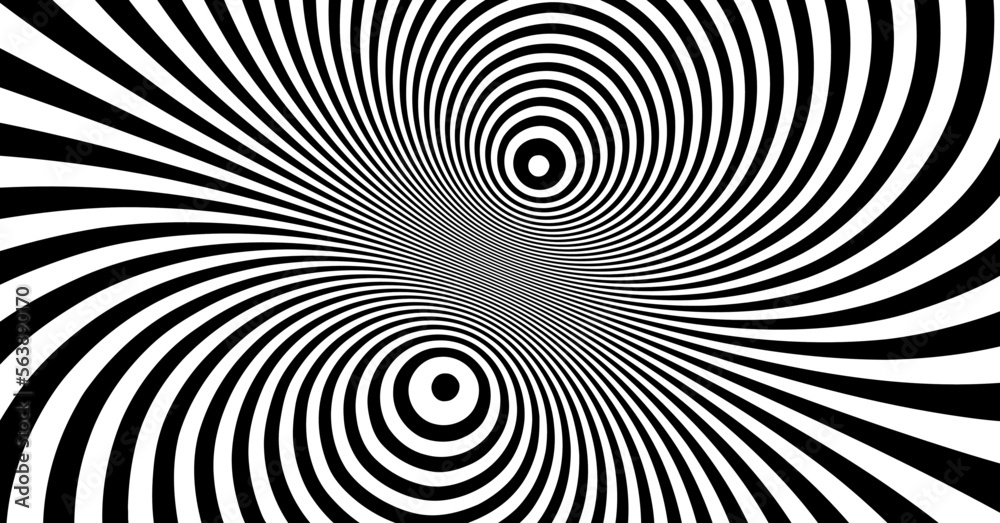 Abstract background made of distorted lines. Pattern with optical illusion. Psychedelic stripes ...