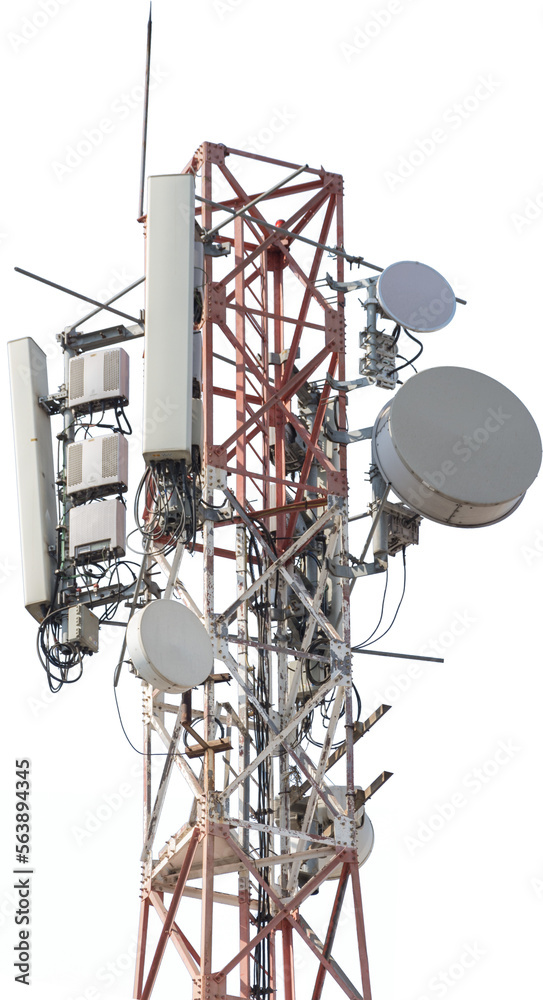 Isolated PNG cutout of a metallic telecom tower on a transparent ...