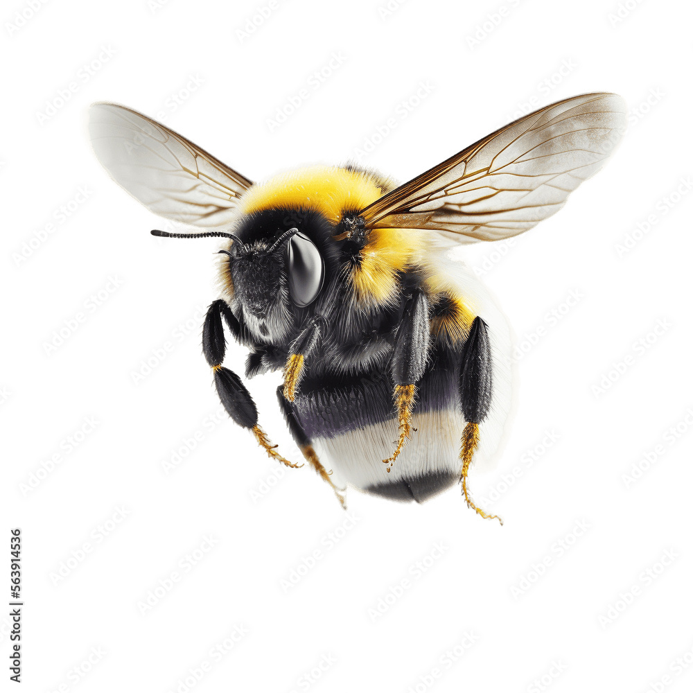 a stunning bumblebee is flying, isolated on transparent background ...