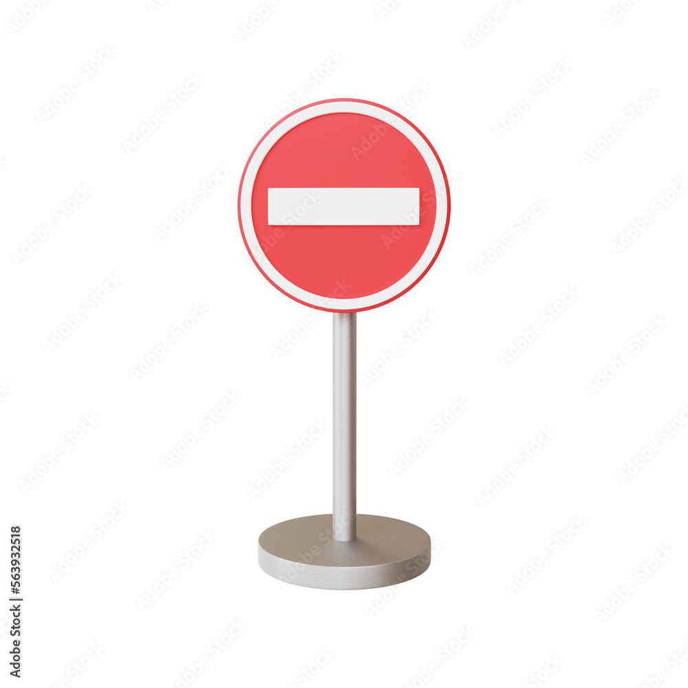 No Entry Road Sign Traffic 3d Rendering Stock Illustration | Adobe Stock