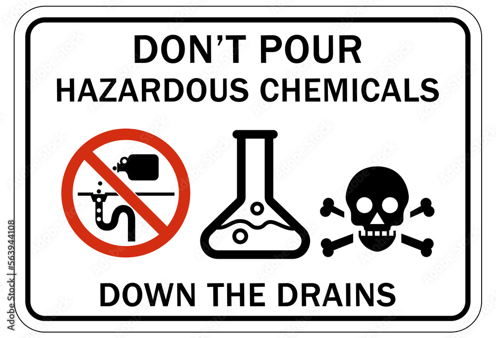 Vector de Stock Do not dispose chemical down drain sign and labels dont ...