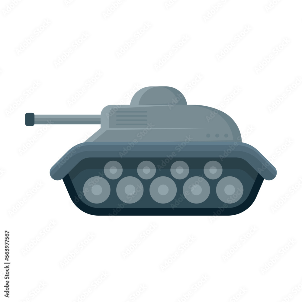 Military grey tank in cartoon style. Combat Artillery vehicle on ...