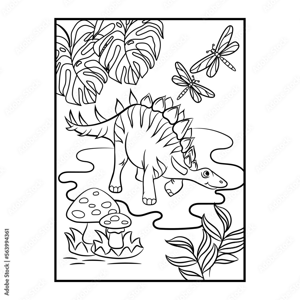 Dinosaur coloring page. Kids preschool activity coloring template Stock ...