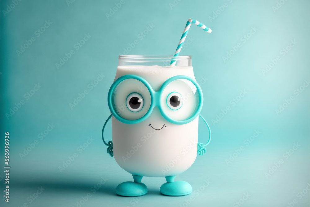 Funny milk cartoon character. Generative AI. Stock Illustration | Adobe ...