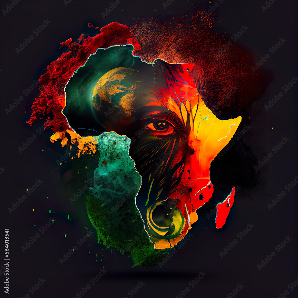 Black history month concept. African continent, Africa colored in red ...