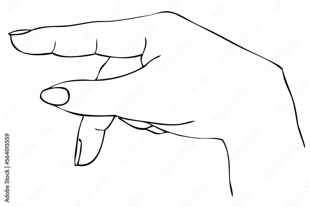 Hand Drawn Sketch of Finger Spelling The Alphabet Letter P in American ...
