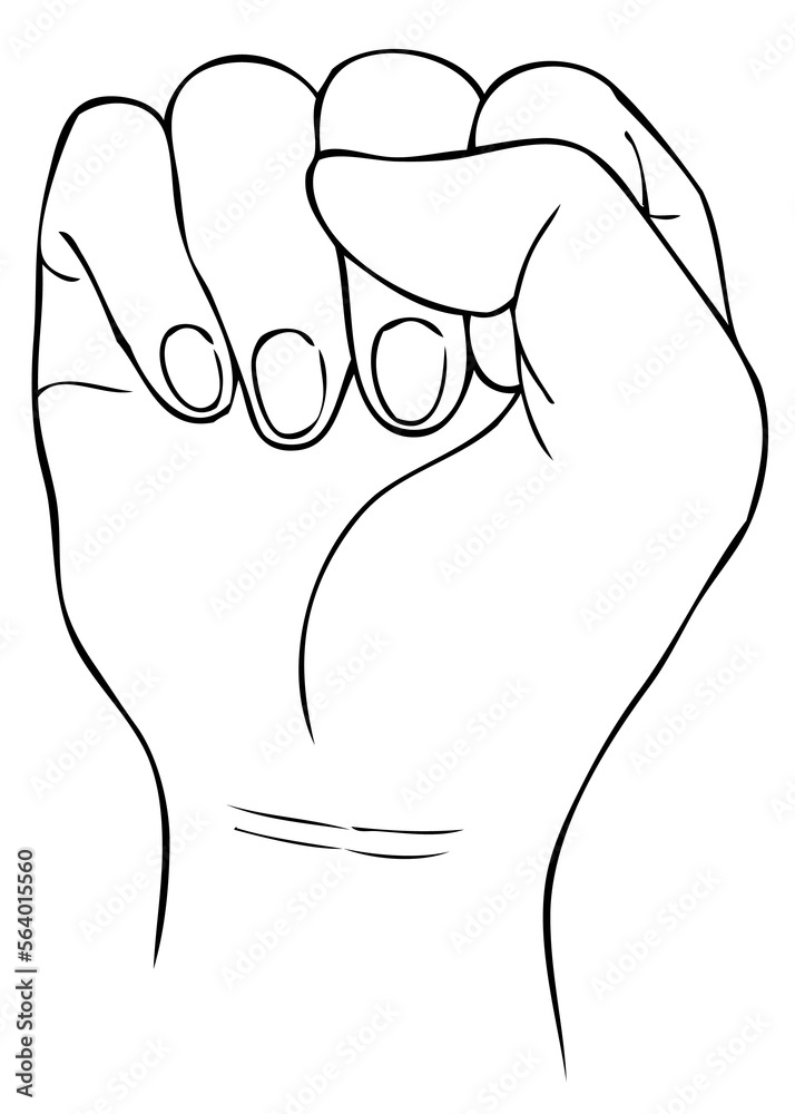 Hand Drawn Sketch of Finger Spelling The Alphabet Letter S in American ...