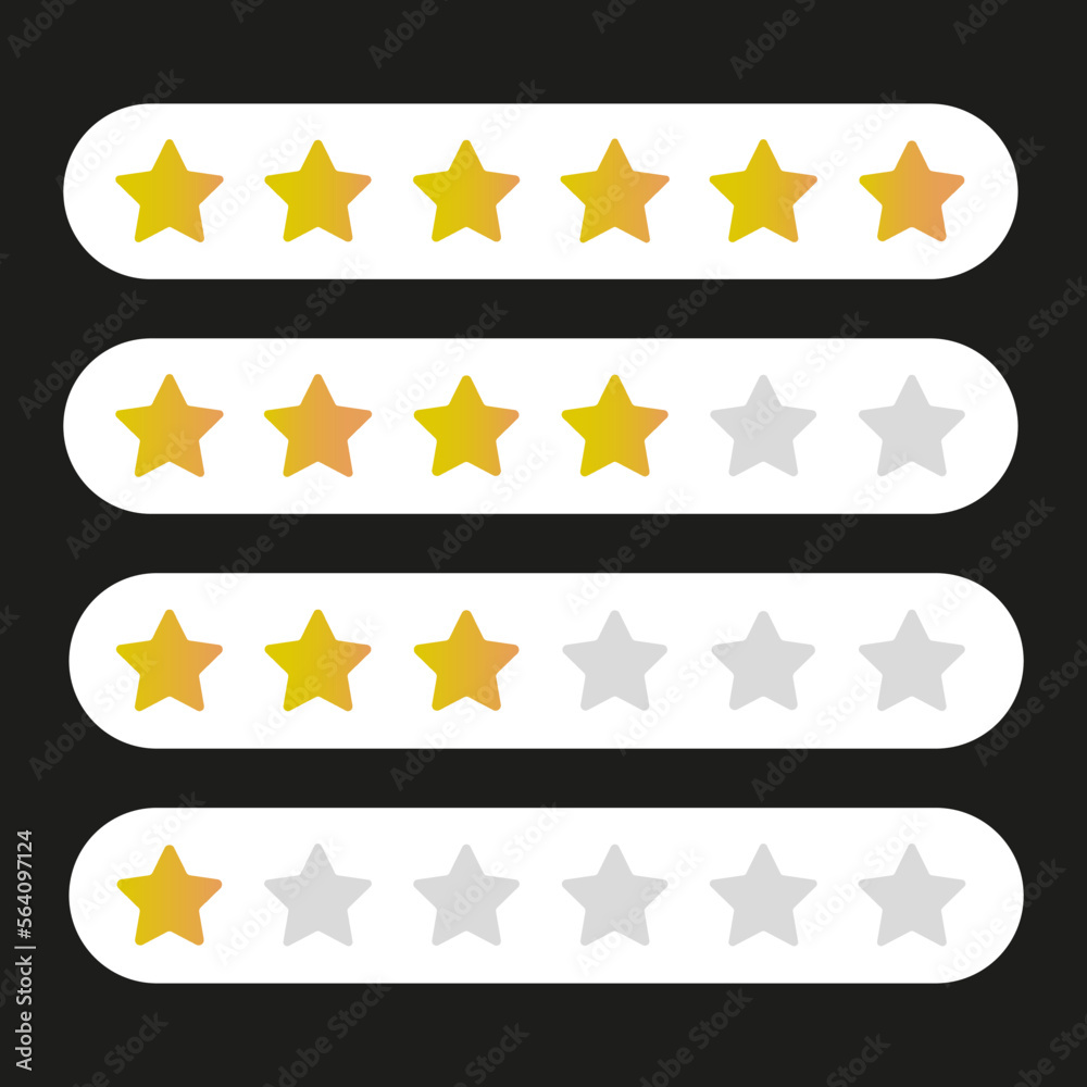 Flat stars rating for game level design. Yellow star. Vector ...