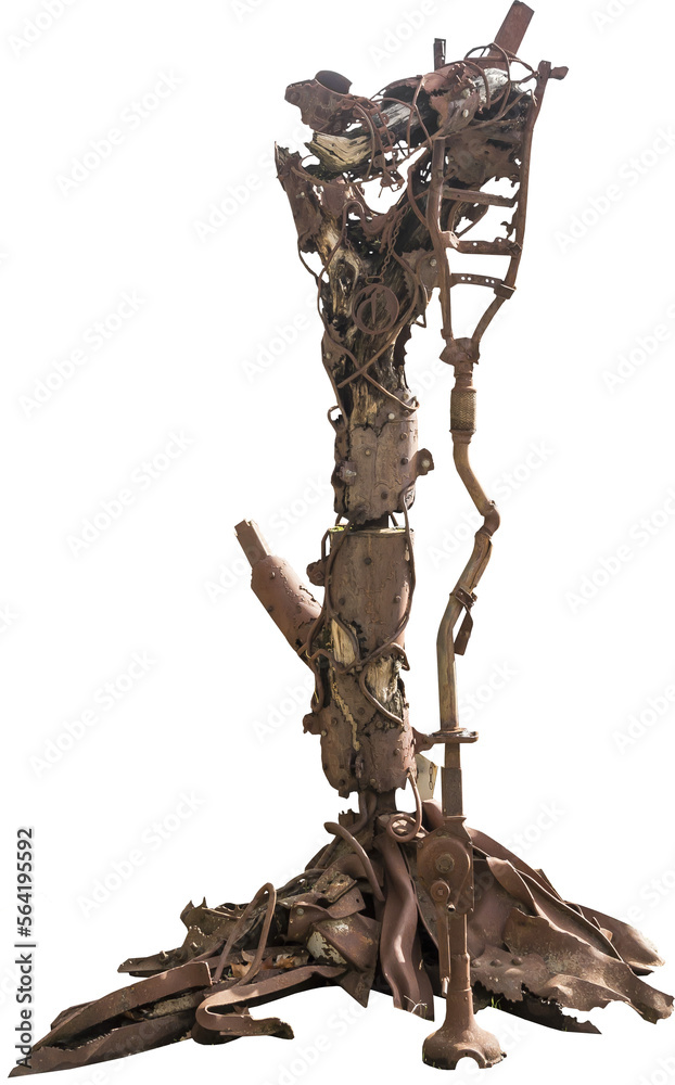 Isolated PNG cutout of a rusty metallic tree scultpure on a transparent ...