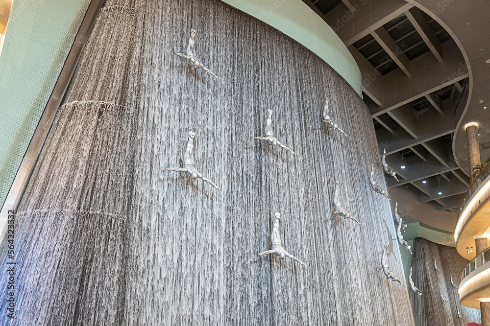 Dubai, UAE , United Arab Emirates. Famous waterfall in Dubai Mall ...