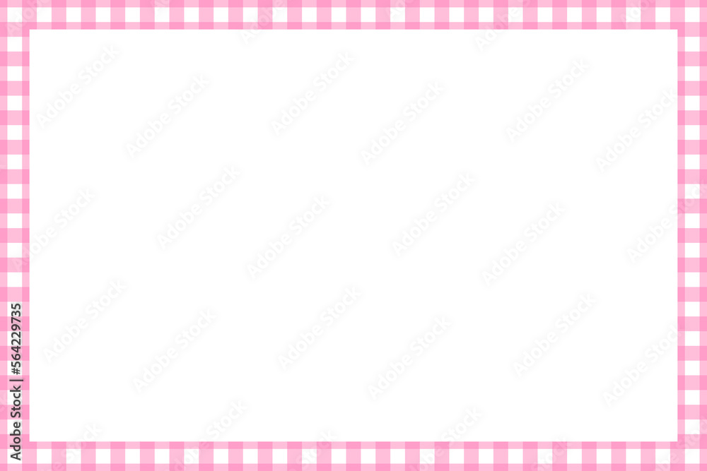 rectangle frame with pink and white gingham pattern, 6x4 ratio scale ...