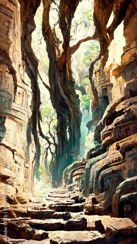 Mayan civilization forest land cave illustration art Generative AI ...